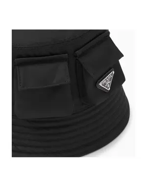 Prada Triangle-logo Pocket Bucket Hat - Black