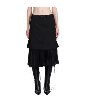Balenciaga Pleated Layered Tailored Skirt