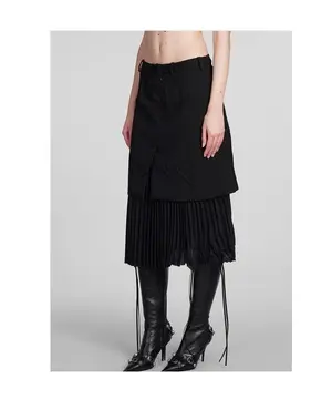 Balenciaga Pleated Layered Tailored Skirt