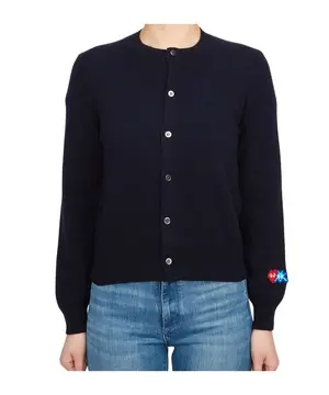 Play Comme Des Garcon Logo Patch Wool Cardigan