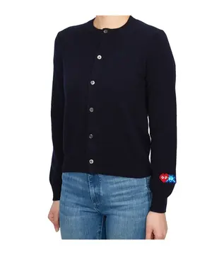 Play Comme Des Garcon Logo Patch Wool Cardigan