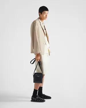 Prada Leather Shoulder Bag With Removable Pouch