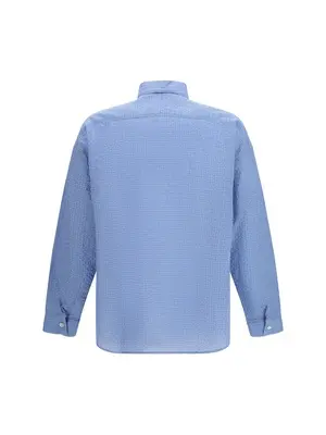 SUNFLOWER Stable Micro-check Seersucker Shirt - Blue
