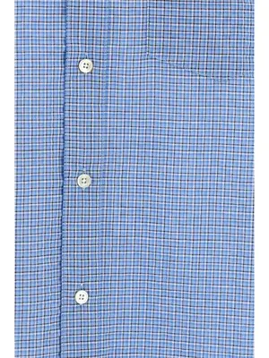 SUNFLOWER Stable Micro-check Seersucker Shirt - Blue