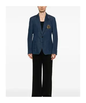 Dolce & Gabbana Denim Blazer With Crest Detail