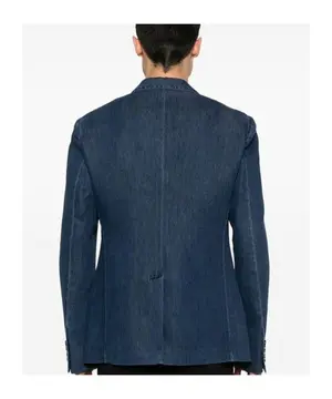Dolce & Gabbana Denim Blazer With Crest Detail