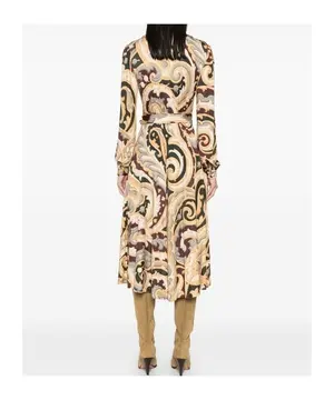 Etro Long-sleeved Printed Midi Dress