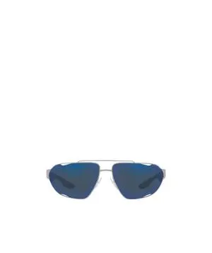 Prada Aviator Sunglasses With Logo Detail - Blue