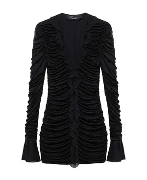 Blumarine Ruched Ruffle Detailed Dress