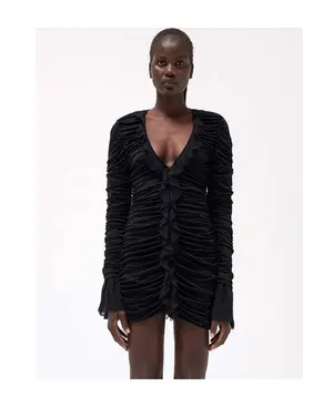 Blumarine Ruched Ruffle Detailed Dress