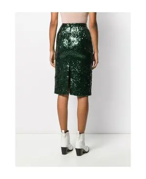 N.21 Sequined Pencil Skirt - Black
