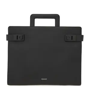 FERRAGAMO Gancini Buckle Business Bag - Black