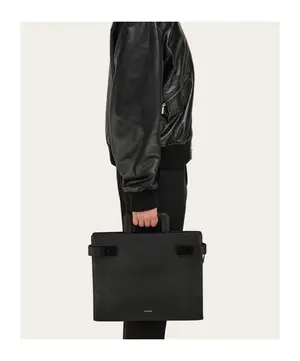 FERRAGAMO Gancini Buckle Business Bag - Black