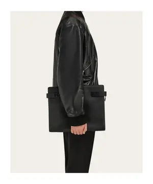 FERRAGAMO Gancini Buckle Business Bag - Black