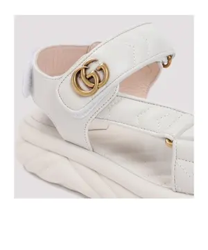 Gucci Double G Quilted Platform Sandals - White