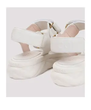 Gucci Double G Quilted Platform Sandals - White