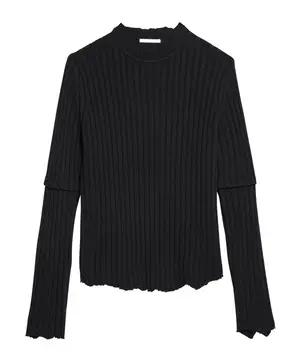 Helmut Lang Distressed Ribbed Knit Jumper