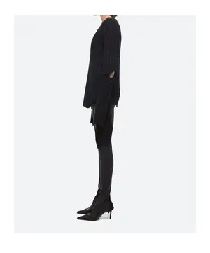 Helmut Lang Distressed Ribbed Knit Jumper