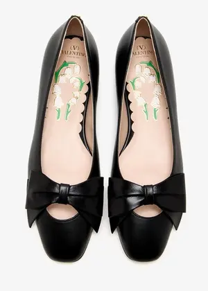 Valentino Garavani Bow Detail Ballet Flats - Black