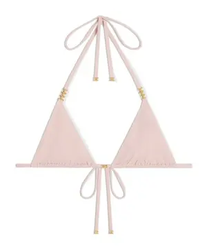 Celine Triomphe Triangle Top In Matte Jersey With Lace-up Details - Shell Rose