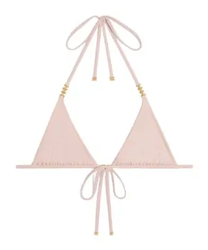 Celine Triomphe Triangle Top In Matte Jersey With Lace-up Details - Shell Rose