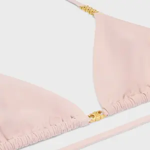 Celine Triomphe Triangle Top In Matte Jersey With Lace-up Details - Shell Rose