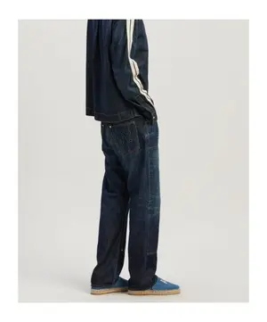 Palm Angels Monogram Embroidered High Waist Jeans