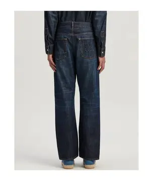 Palm Angels Monogram Embroidered High Waist Jeans