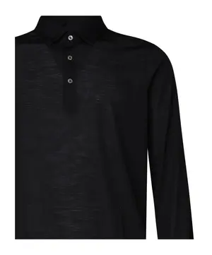 GIULIANO GALIANO Buttoned Virgin Wool Polo Shirt