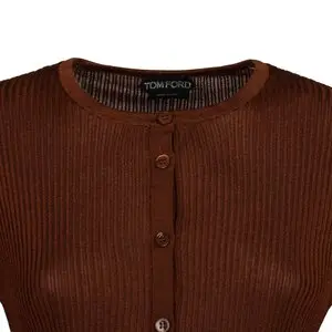 TOM FORD Ribbed Button-up Cardigan - Brown