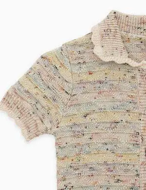 Zimmermann Speckle-knit Short-sleeve Cardigan
