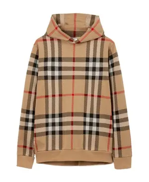 Burberry Checked Long Sleeve Hoodie - Brown