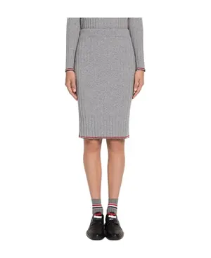 Thom Browne Ribbed-knit Cashmere Pencil Skirt With Striped Detailing