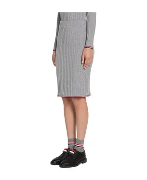 Thom Browne Ribbed-knit Cashmere Pencil Skirt With Striped Detailing