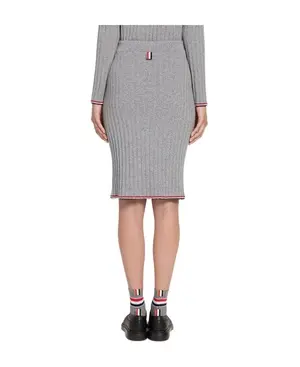 Thom Browne Ribbed-knit Cashmere Pencil Skirt With Striped Detailing