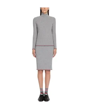 Thom Browne Ribbed-knit Cashmere Pencil Skirt With Striped Detailing