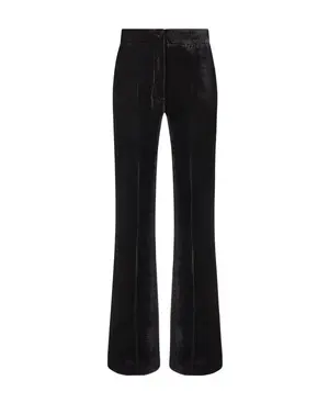P.a.r.o.s.h Velvet Front Pleated Trumpet Leg Trousers