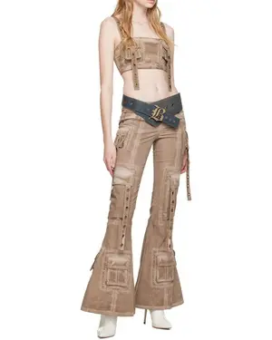 Blumarine Low-rise Flared Cargo Trousers