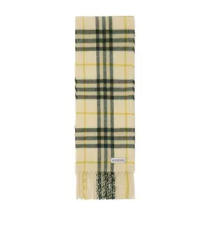 Burberry Checked Fringe Detailed Scarf - Candle