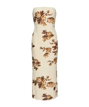 Magda Butrym Strapless Floral Pleated Maxi Dress
