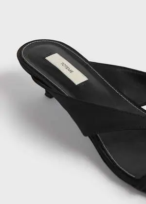 TOTEME Bow-detailed Kitten Heel Sandals - Black