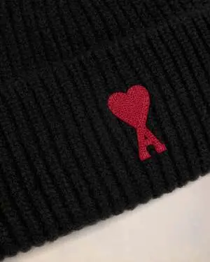 AMI Paris Logo Patch Knitted Beanie