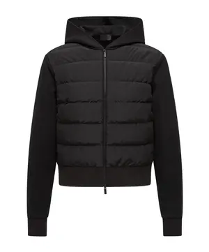 Moncler Zip-up Quilted Hooded Jacket - Black