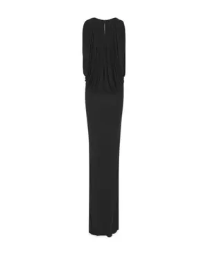 Saint Laurent Sleeveless Draped V-neck Maxi Dress