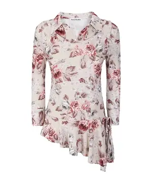 Acne Studios Floral Printed Asymmetric Long Sleeve Blouse