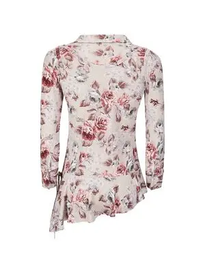 Acne Studios Floral Printed Asymmetric Long Sleeve Blouse