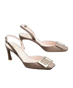 ROGER VIVIER Trompette Buckle Slingback Pumps - Beige