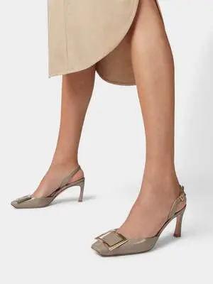 ROGER VIVIER Trompette Buckle Slingback Pumps - Beige