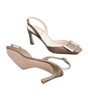 ROGER VIVIER Trompette Buckle Slingback Pumps - Beige