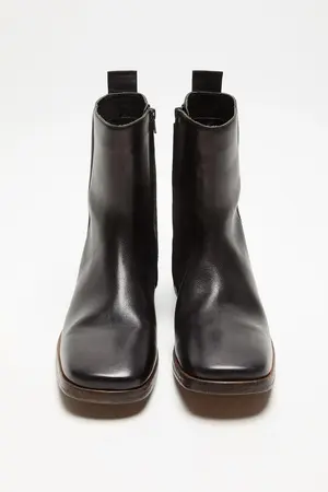 Acne Studios Square-toe Leather Ankle Boots With Distressed Sole